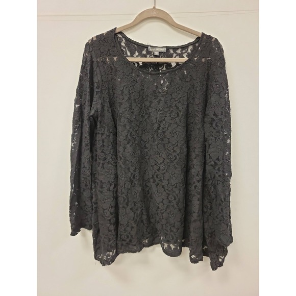 Kate & Mallory | Tops | Kate Mallory Black Lace Top Womens Xl Extra ...